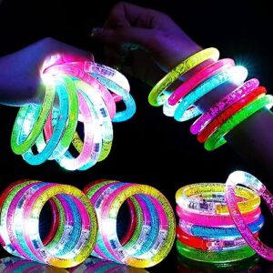 mikulala 24pcs glow in the dark party supplies for kids/adults, flashing light up toys led bracelets glow sticks , neon christmas party favors carnival birthday concert party games gifts accessory