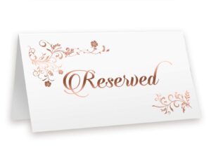 reserved table signs cards rose gold foil, 20-pack table tent, vip place card, reserved rose 5