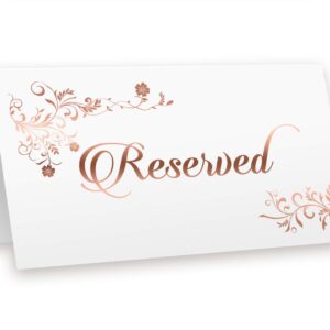 Reserved Table Signs Cards Rose Gold Foil, 20-Pack Table Tent, VIP Place Card, Reserved Rose 5