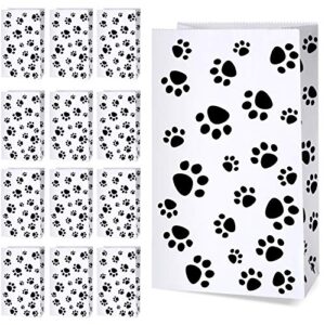 36 pack dog paw print gift paper bags dog paw print treat bags, paw print gift bags dog party favors paw print goodie bags dog gift bags cat treat bags for puppy pet treat party favor(white black)