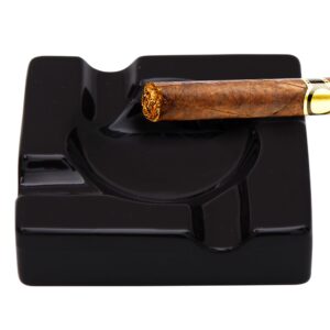 cigar ashtray outdoor cigarette ash tray – 5.9 inch ceramic ashtrays black glossy cigar rest for indoor, outdoor, patio, home, office use – cigar accessories gift set for men and women