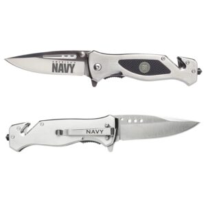 military gift shop navy folding elite tactical knife - navy rescue knife (navy) |disabled veteran owned business | navy knife silver