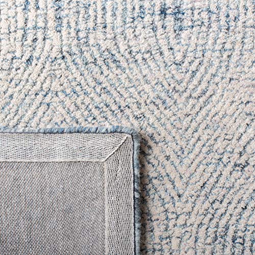 SAFAVIEH Abstract Collection 6' Square Ivory/Blue ABT340M Handmade Premium Wool Area Rug