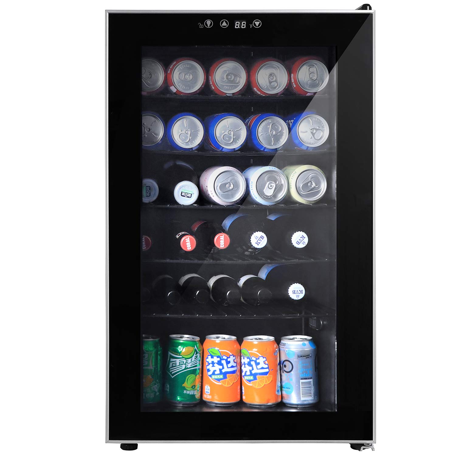 Northair 85 Can Beverage Refrigerator Cooler, Under Counter Wine Cellar with LCD Temperature Control, Double-layered Glass Door, Quiet Operation - perfect for home/business/dorm room