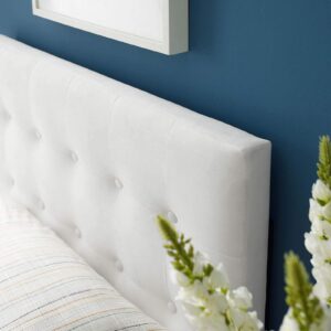 Modway Emily Twin Biscuit Tufted Performance Velvet Headboard, White