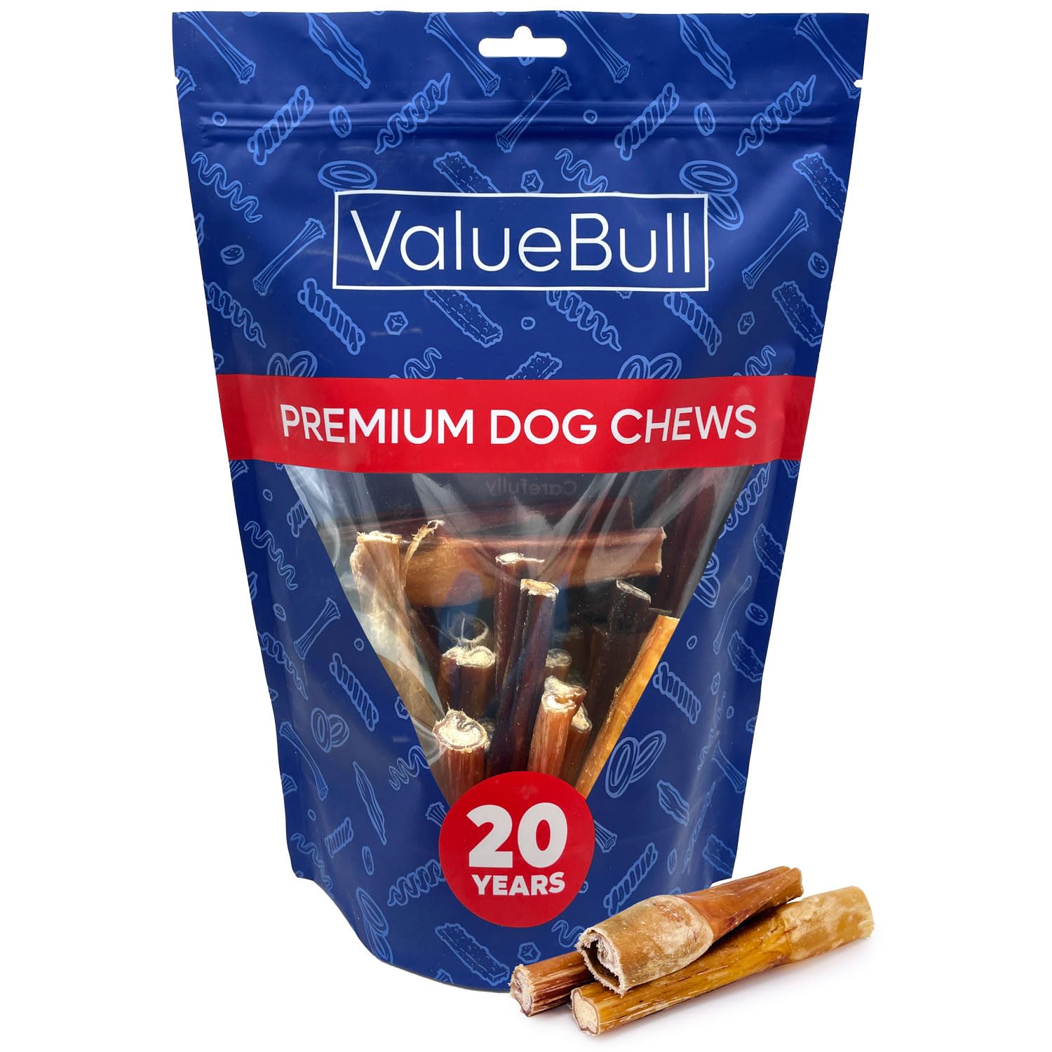 ValueBull Bully Sticks for Small Dogs, Thin 4-6 Inch, Varied Shapes, 50 Count - All Natural Dog Treats, 100% Beef Pizzles, Single Ingredient Rawhide Alternative