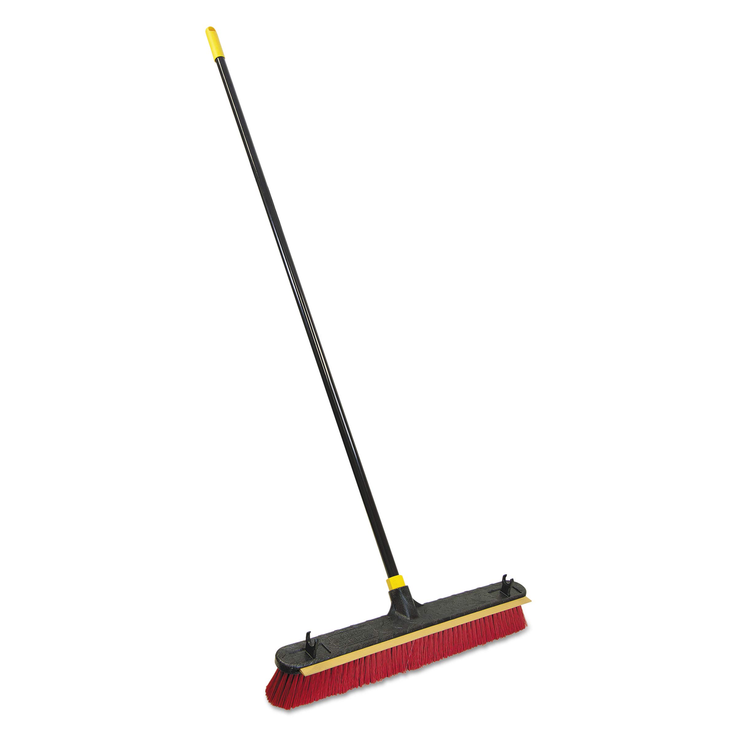 Quickie 24-Inch Knockdown 2-in-1 Multi-Surface Push Broom with Squeegee, Black/Red (6352ZQK)