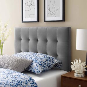 modway lily biscuit tufted twin performance velvet headboard, gray