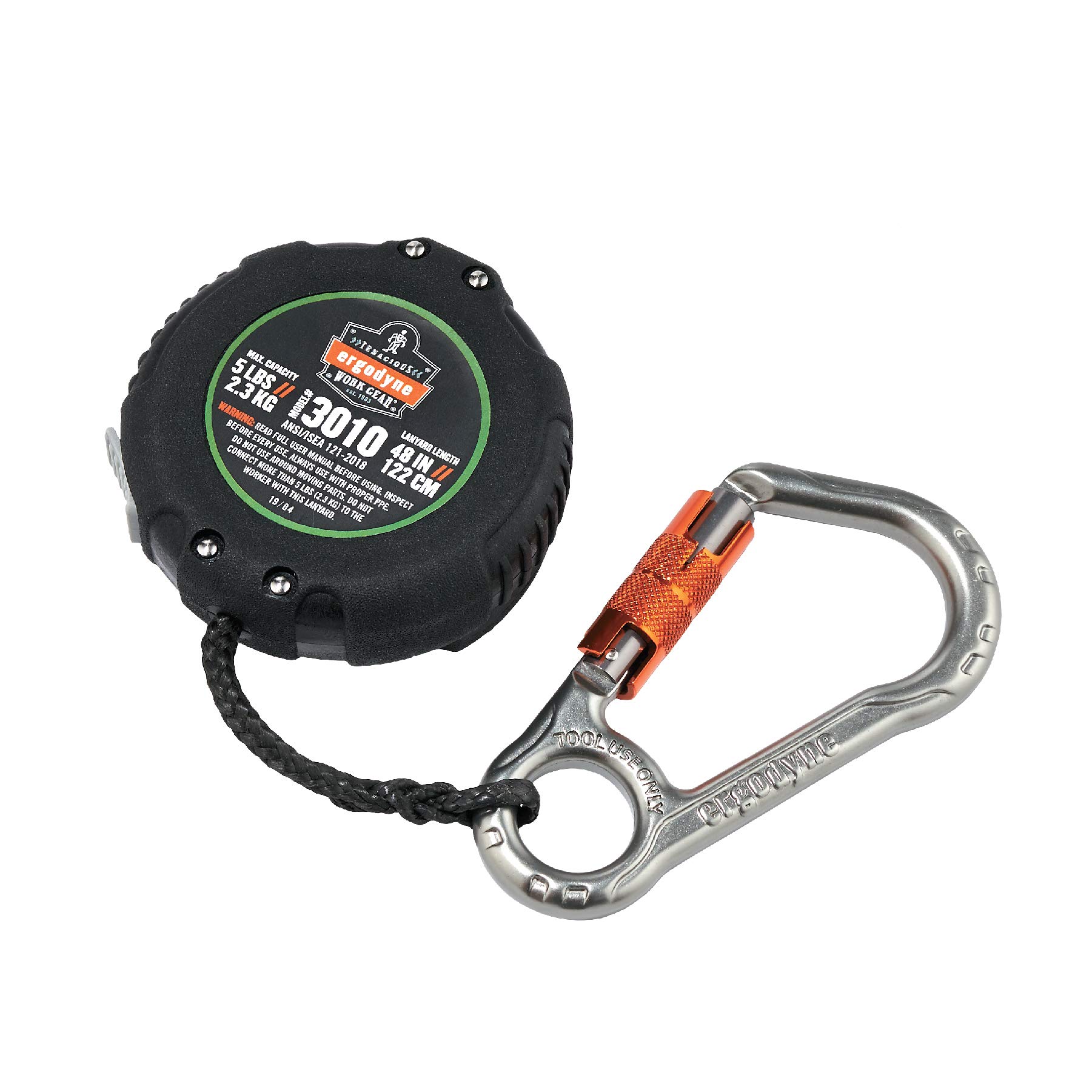 Ergodyne Squids 3010 Retractable Tool Lanyard with Belt Loop Clip,Black