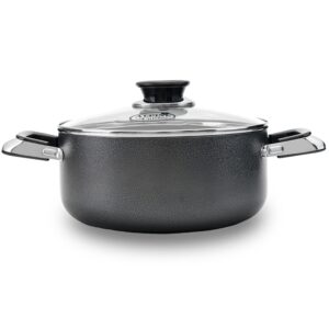 alpine cuisine 6 quart non-stick stock pot with tempered glass lid and carrying handles, multi-purpose cookware aluminum dutch oven for braising, boiling, stewing