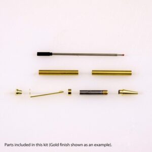 Legacy Woodturning, Slimline Pen Kit - Variety, 10 Pack, Gold, Gold with Black Stripe Clip, Satin Gold, Satin Silver, Silver, Black Chrome, Chrome, Chrome with Black Stripe Clip, Gun Metal, Copper