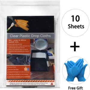 10 Piece Painter Plastic Drop Cloths Sheet,Waterproof Anti-dust Cover,9x12 Feet Disposable Tarp for Painting for Couch/Furniture Cover