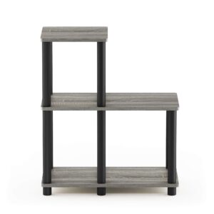 FURINNO Turn-N-Tube Accent Decorative Shelf, French Oak Grey/Black