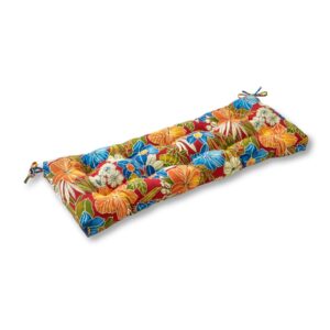 south pine porch outdoor 51x18-inch bench cushion, 51x18, aloha red floral