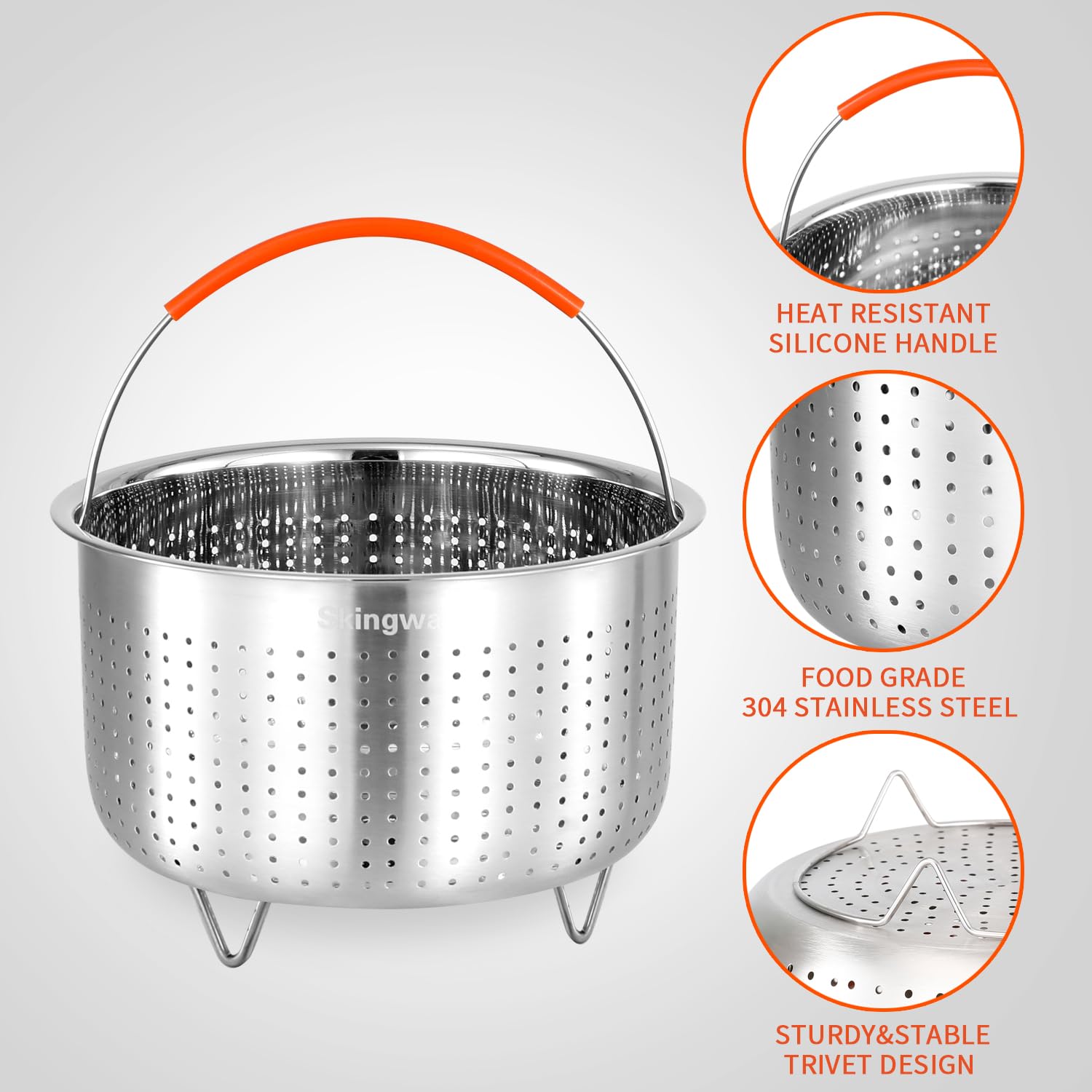 Steamer Basket for Instant Pot, Vegetable Steamer Basket Stainless Steel Steamer Basket Insert for Pots (6qt)