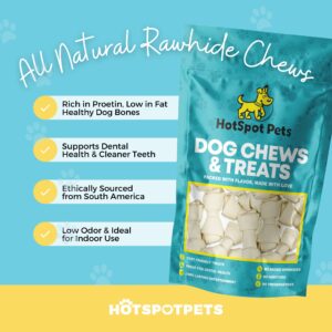 Hotspot Pets 4-5 Inch USDA Certified Facility Rawhide Dog Chew Bones - Choice of 10, 20, 30 Packs - from Grass Fed Brazilian Cows - Promotes Dental Hygiene and Good Behavior (10 Pack)