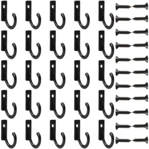 maosifang wall mounted hook hangers metal hook single hook robe hook with screws for hanging coat key hat jewelry,30 sets(black)