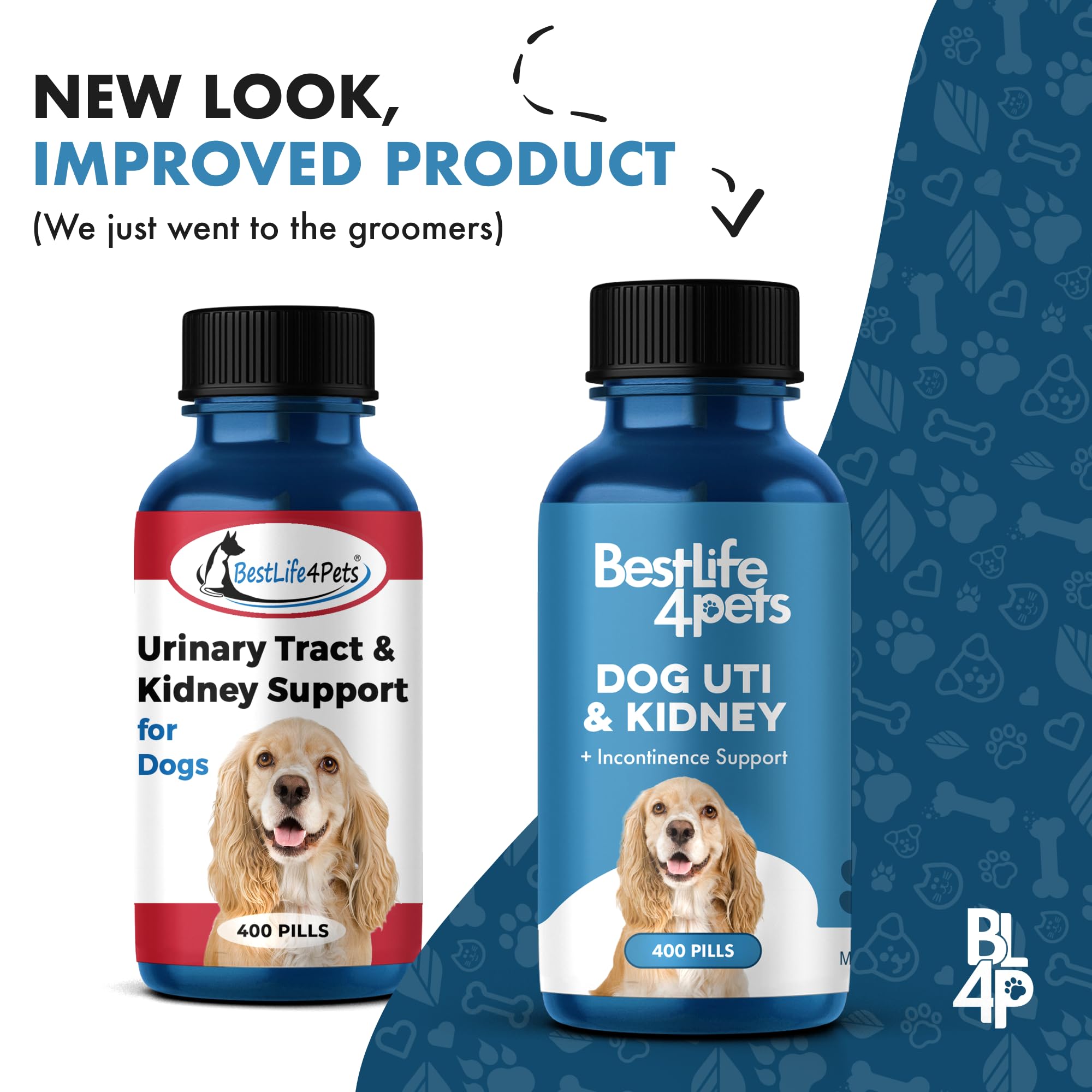 BestLife4Pets Dog UTI Kidney Support - Natural Urinary Tract Infection Treatment – Renal and Bladder Control Supplement – Easy to Use Pills (2 Pack)