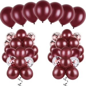 boao 120 pcs burgundy balloons kit latex burgundy balloons 12 inches garland glitter confetti wine red maroon balloons for wedding bridal baby shower birthday party anniversary decoration