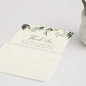 MPC Brands In Memory Of Blank Funeral Thank You Cards - Sympathy Bereavement Thank You Cards With Envelopes - Message Inside (25, Sage Floral)