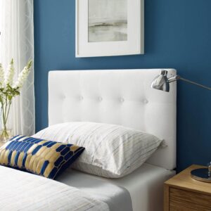 modway emily twin biscuit tufted performance velvet headboard, white