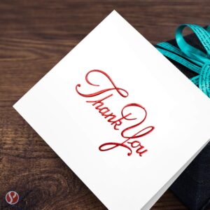 Red Foil Embossed Thank You Greeting Cards – Holidays, Baby & Bridal Showers, Birthdays, Weddings, Graduations, Business, Complimentary Card to Gifts & Presents – 25 per Pack, Envelopes Included