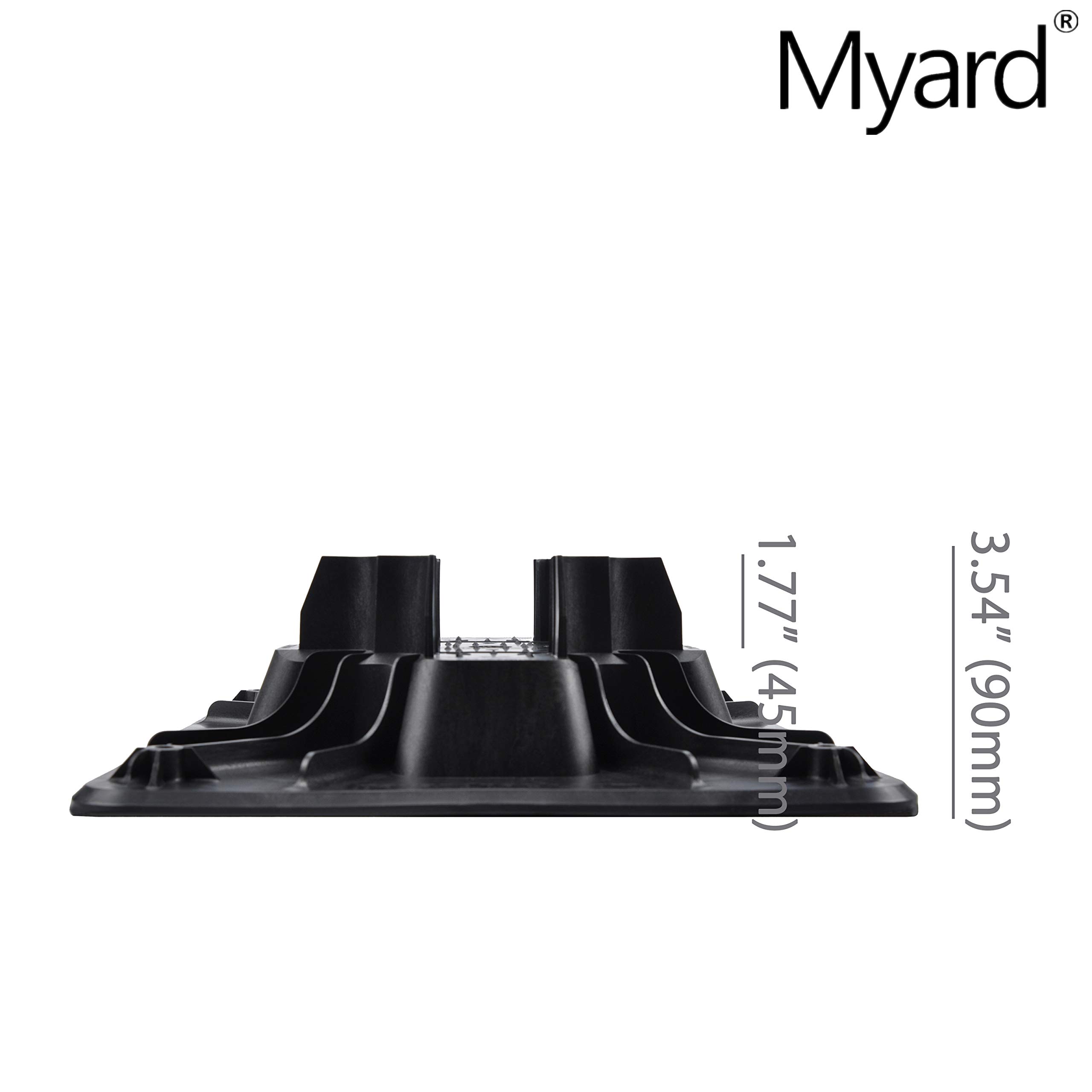 PNP153544 Myard Deck Foundation Block for Wood Composite Floor Frame Pier Shed Base Footing Post Beam Support (Qty 4, Black)