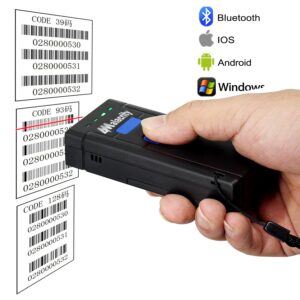 Wireless Bluetooth Mini 1D Laser Barcode Scanner,Alacrity USB Portable Compatible with Bluetooth Function & 2.4GHz Wireless & Wired Connection Barcode Reader Scanner