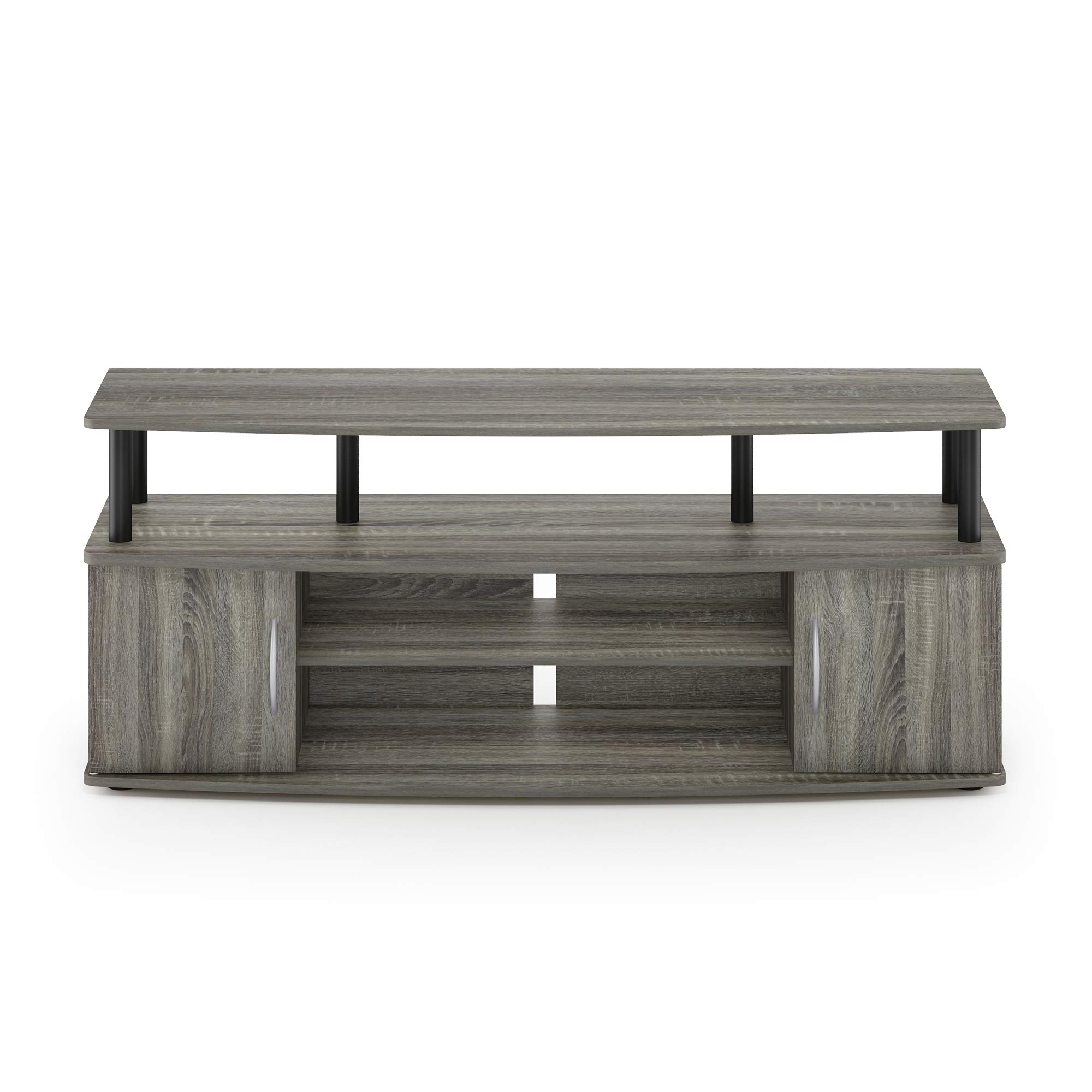 Furinno JAYA Large Entertainment Stand for TV Up to 55 Inch, French Oak Grey/Black