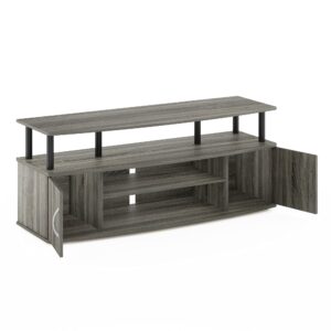 Furinno JAYA Large Entertainment Stand for TV Up to 55 Inch, French Oak Grey/Black