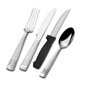 pfaltzgraff carlisle 16-piece flatware set, silver