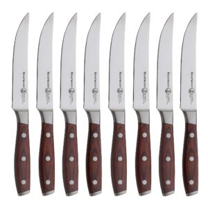 messermeister avanta 5” fine edge steak knife set - pack of 2 - german x50 stainless steel - rust resistant & easy to maintain - 8 steak knives total