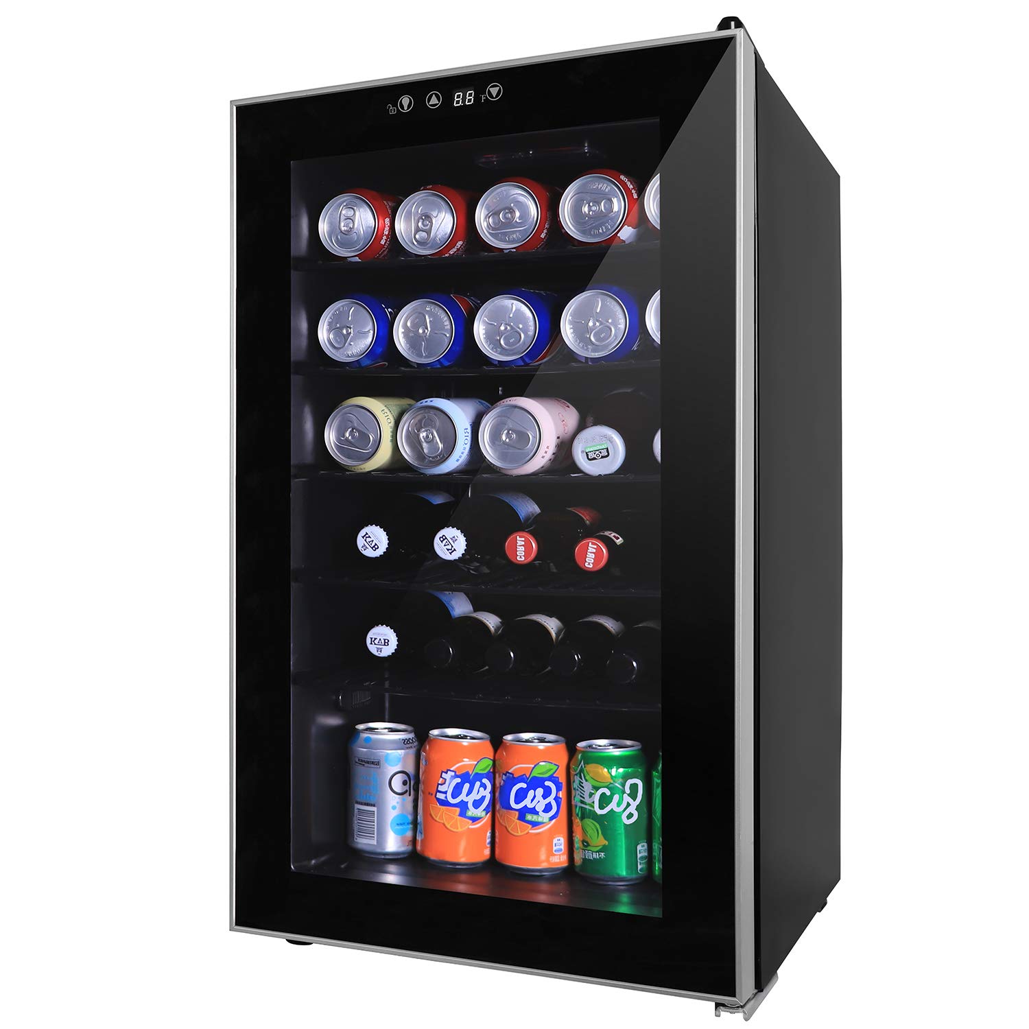 Northair 85 Can Beverage Refrigerator Cooler, Under Counter Wine Cellar with LCD Temperature Control, Double-layered Glass Door, Quiet Operation - perfect for home/business/dorm room