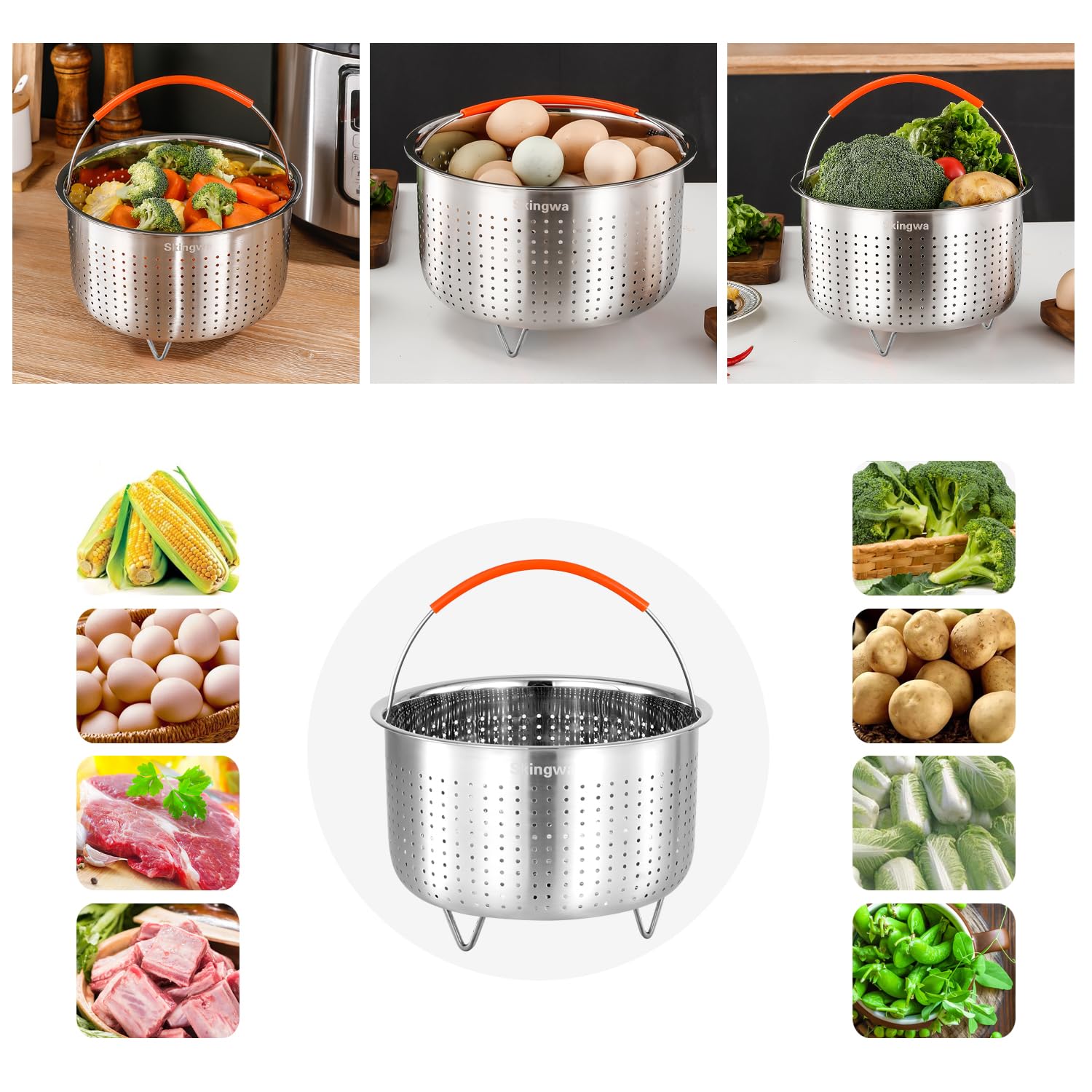 Steamer Basket for Instant Pot, Vegetable Steamer Basket Stainless Steel Steamer Basket Insert for Pots (6qt)