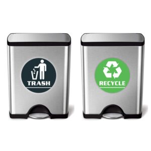 PARTH IMPEX Recycle Sticker - (Pack of 12) 6" Large Round Laminated Vinyl Decals Trash Can Bins Sign Labels