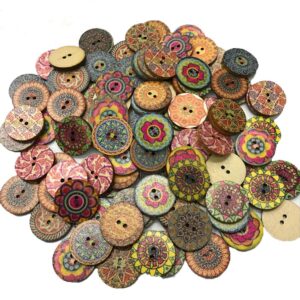 200 pcs wood buttons, vintage wood buttons with 2 holes for diy sewing craft decorative