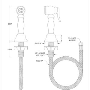 Kingston Brass CCRP1K0SPR Vintage Kitchen Faucet Side Sprayer, Matte Black