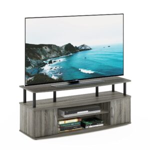 Furinno JAYA Large Entertainment Stand for TV Up to 55 Inch, French Oak Grey/Black