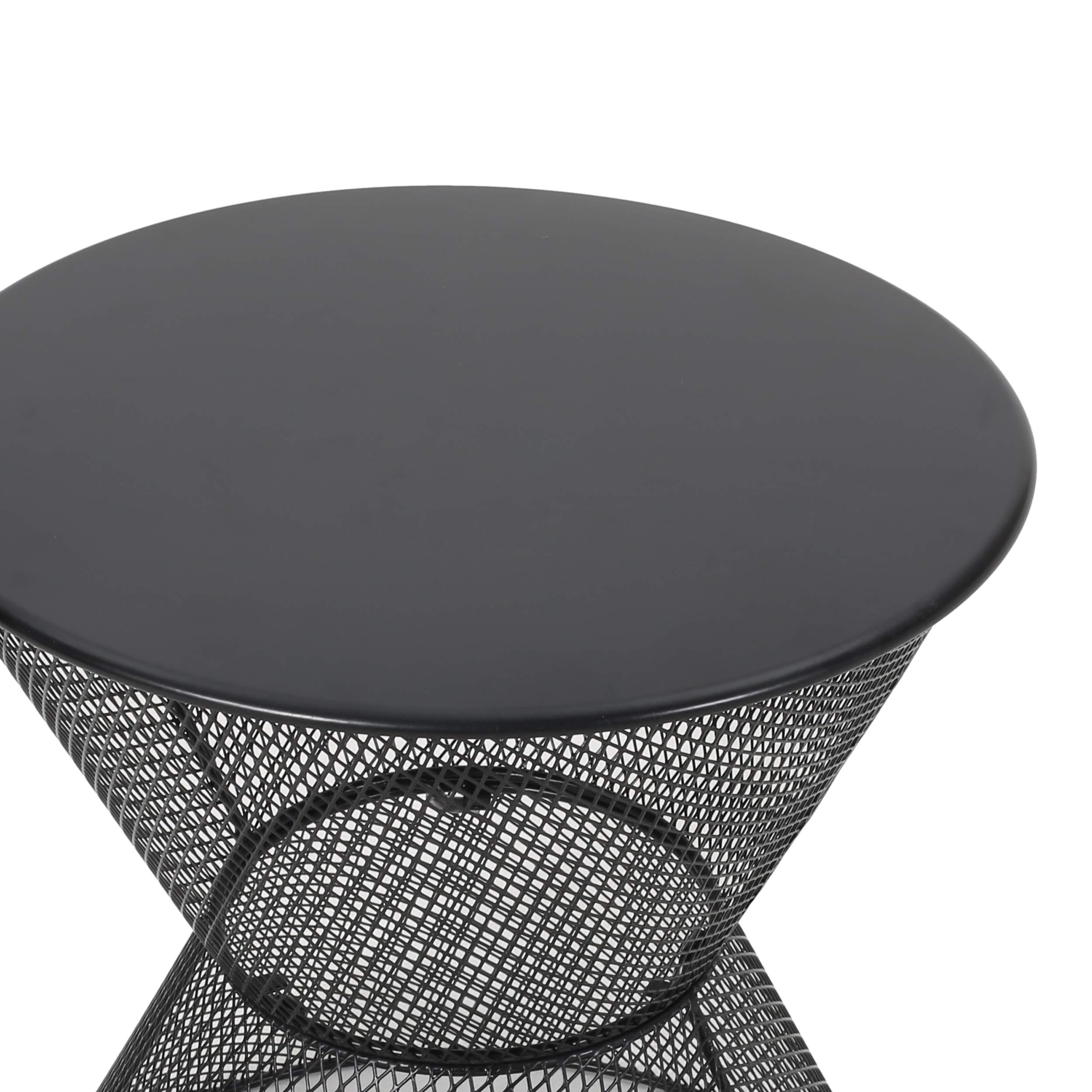 GDFStudio Modern Outdoor Iron Side Table, Matte Black