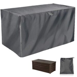 patio deck box cover to protect large deck boxes,deck storage box cover protects from outdoor rain wind and snow(gray, 62 in)