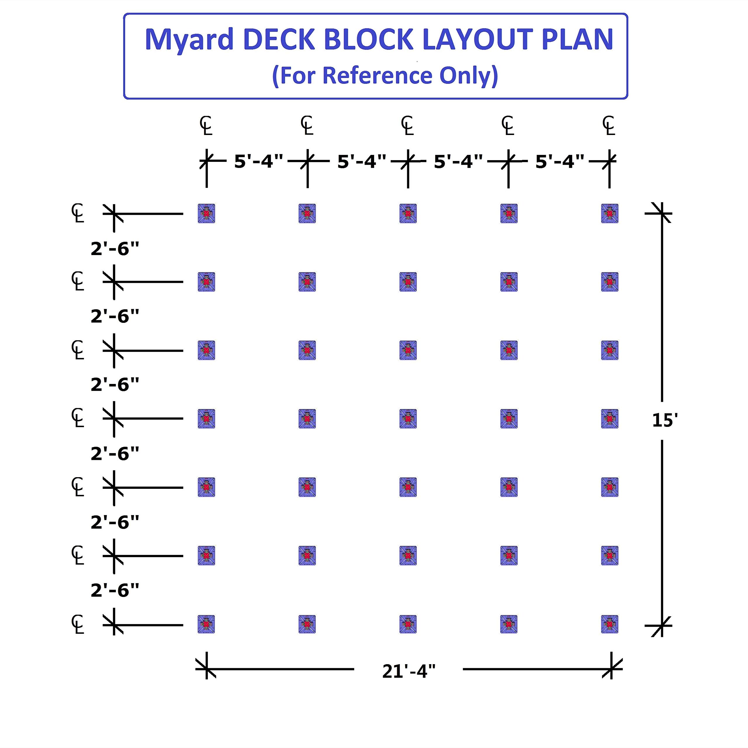 PNP153544 Myard Deck Foundation Block for Wood Composite Floor Frame Pier Shed Base Footing Post Beam Support (Qty 4, Black)