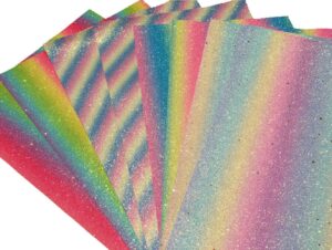 faux leather glitter fabric canvas sheets rainbow 8 pieces a4 size for bows earrings hair accessories bag making diy crafts (mixed color)