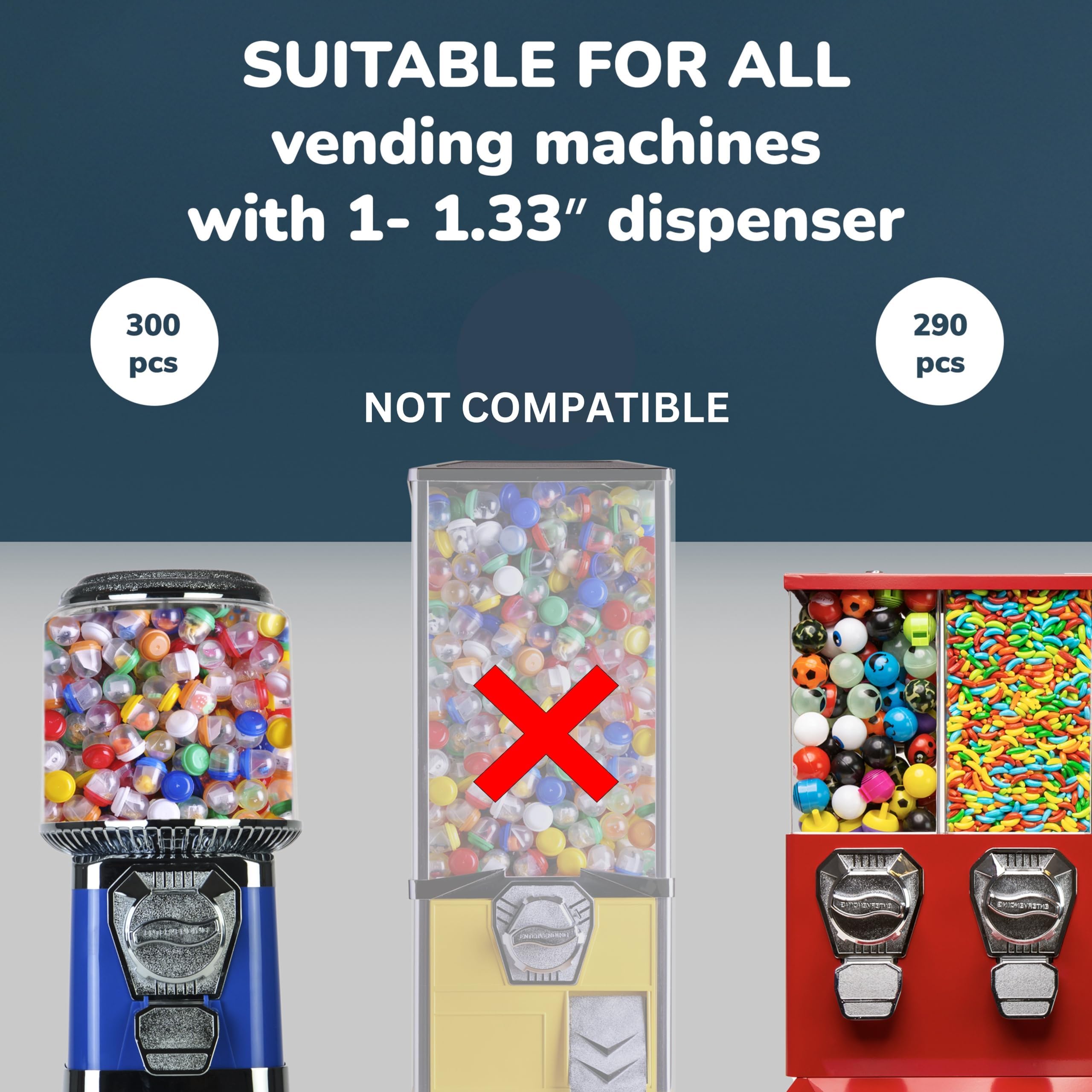 Capsule Vending Machine Round 50 pcs 1.1 inch - Gumball Machine Capsules Bulk Clear Container - Easter Basket Stuffers Birthday Gifts Pinata Stuffers DIY Craft Supplies - Clear Capsules Empty