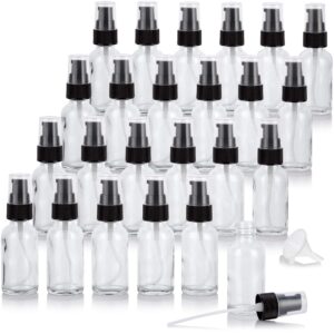 1 oz / 30 ml clear glass boston round bottle with black treatment pump + funnel (24 pack)