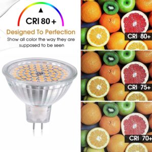 MR16 LED Light Bulbs(4 Pack)-380lm 60LEDs 2835 SMD 3W AC/DC 12V 3000K Warm White,30W Halogen Bulb Equivalent,GU5.3 Bi-Pin Base,Not Dimmable, for Landscape,Recessed Spotlight,Track Lightin