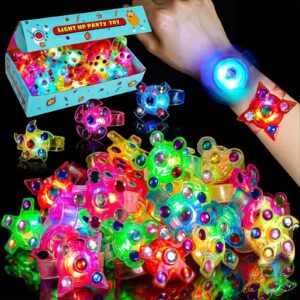 24 pack led light up fidget spinner bracelets party favors for kids 4-8 8-12, glow in the dark party supplies, birthday gifts, treasure box toys for classroom, goodie bags stuffers