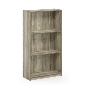 furinno basic 3-tier bookcase storage shelves, sonoma oak