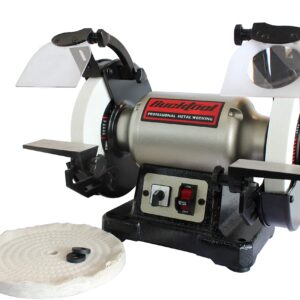 BUCKTOOL 8 inch Dual Speed Bench Grinder & Buffer, Professional Low High Speed Bench Grinder Buffer with Cast Iron Base TDS-200DS