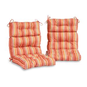 south pine porch outdoor high-back chair cushion, watermelon stripe 2 count