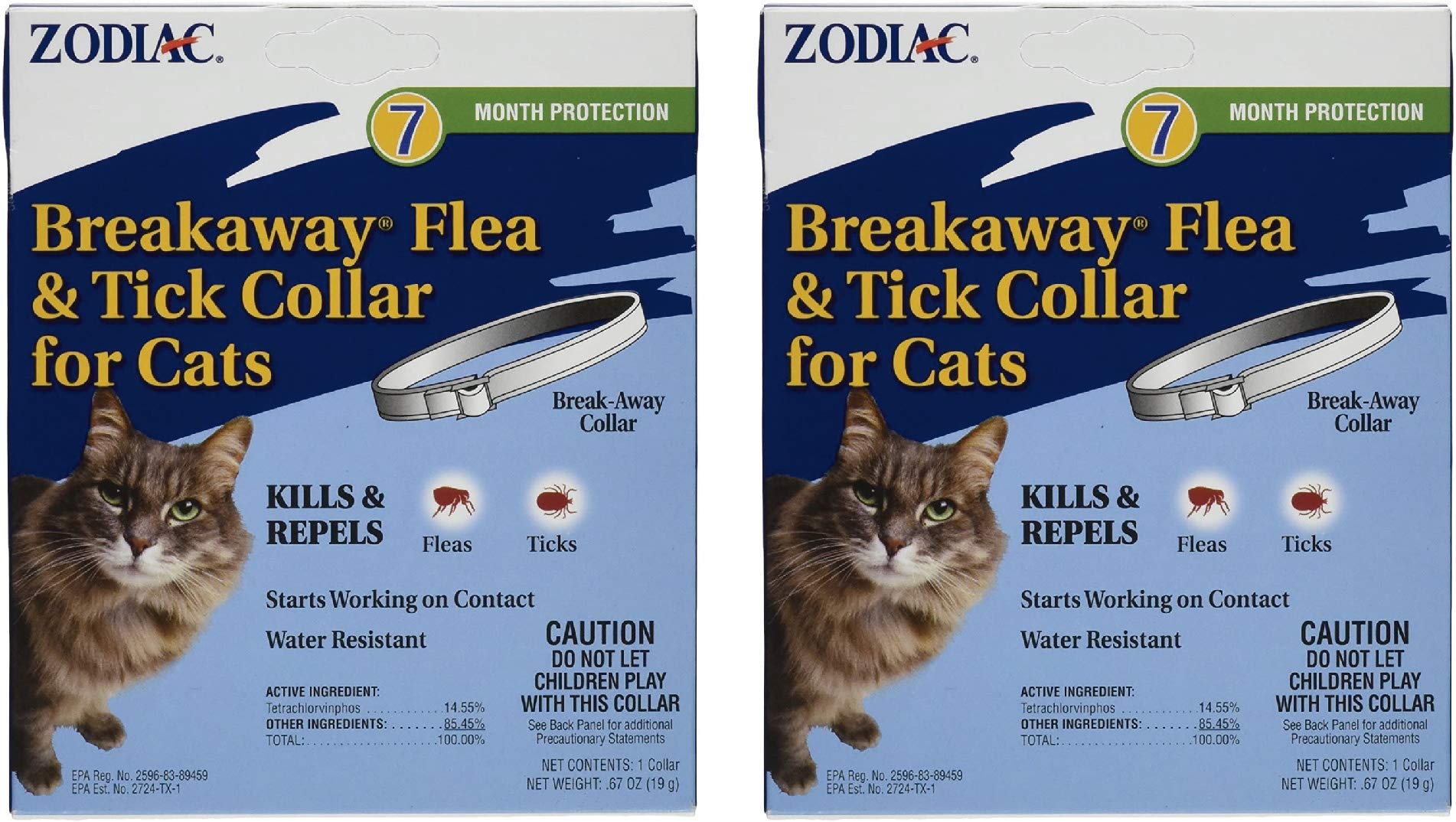 Zodiac Breakaway Flea & Tick Collar for Cats 7 Month Supply - Pack of 2